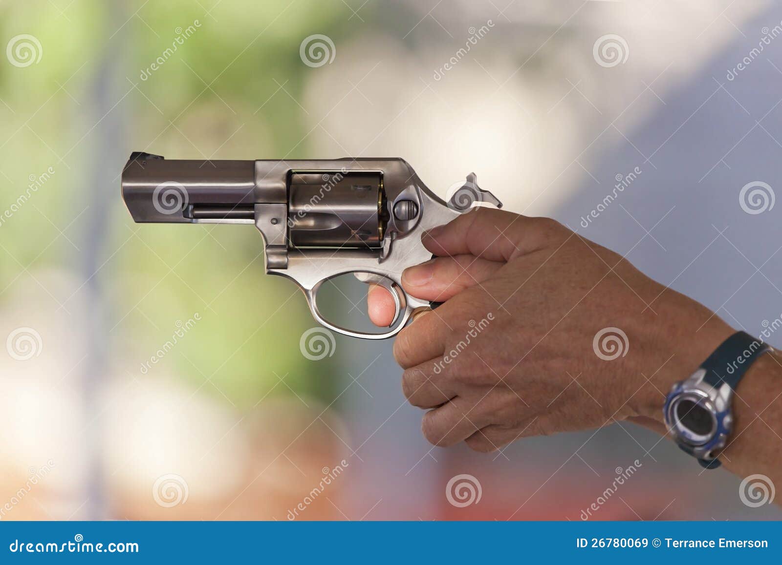 Firing a Stainless Steel Revolver Stock Image - Image of pistol ...