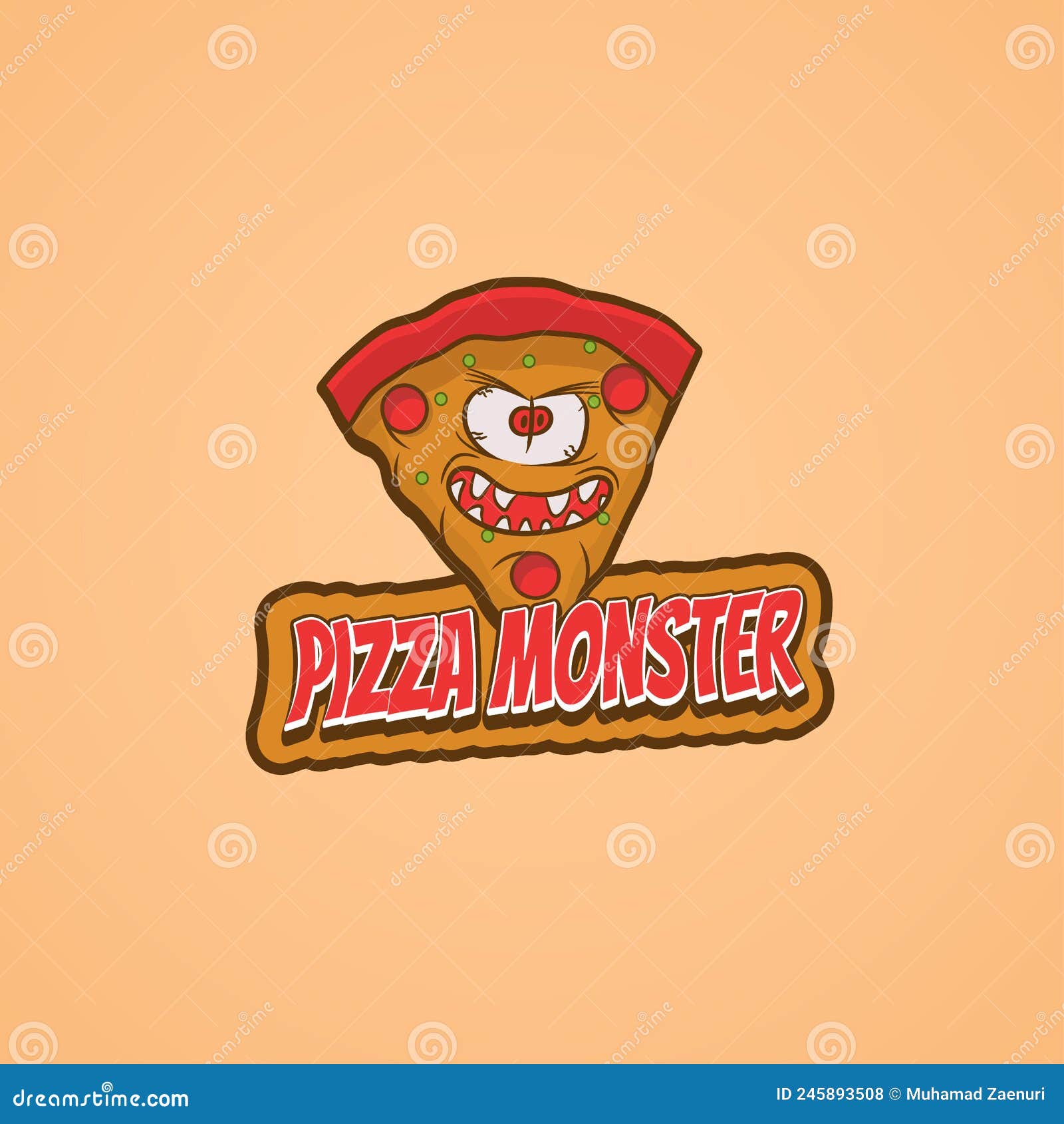 Pizza Monster With A Single Eye Vector Illustration | CartoonDealer.com ...