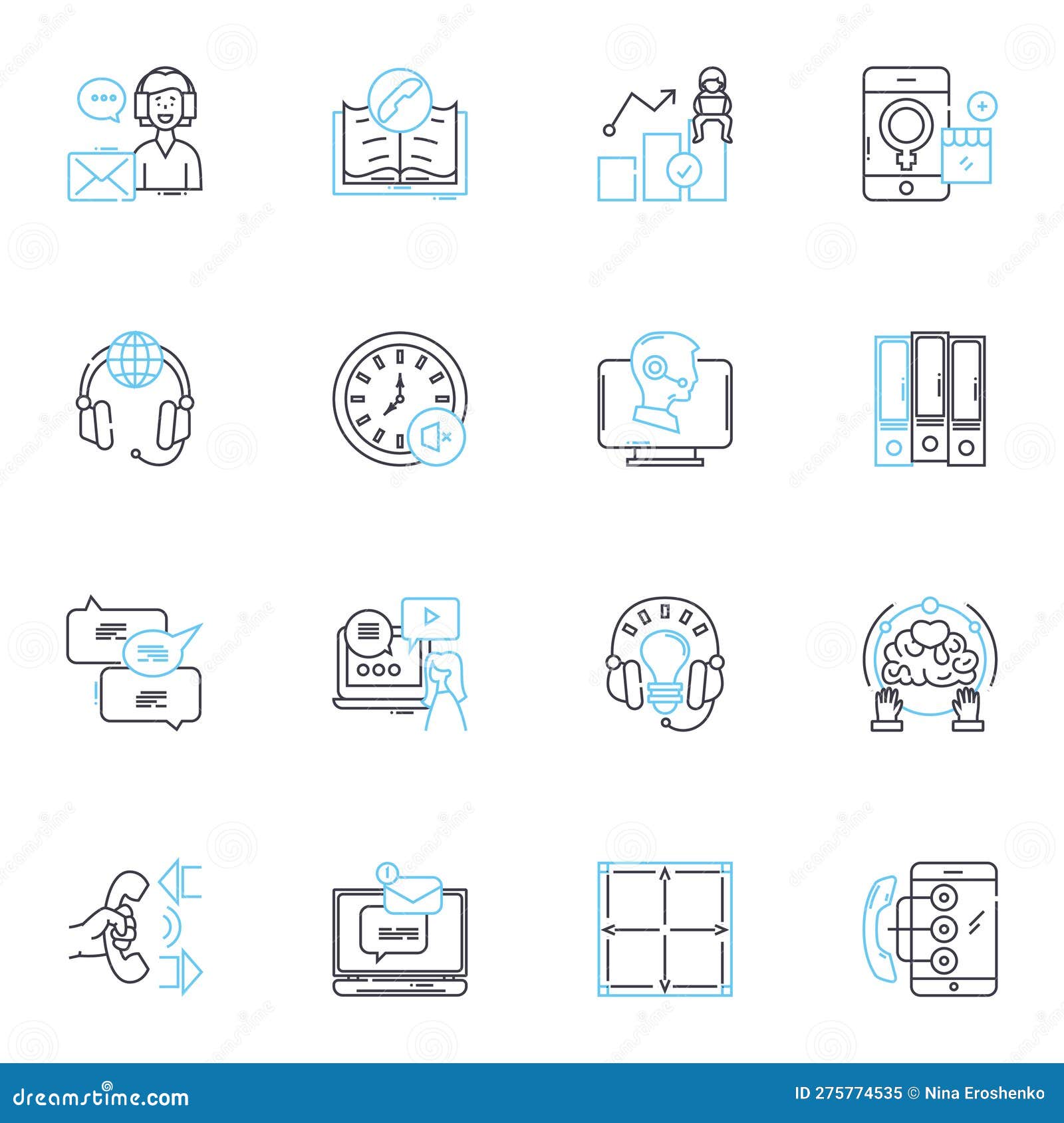 Firm Backing Linear Icons Set. Reliable, Supportive, Steady, Solid ...