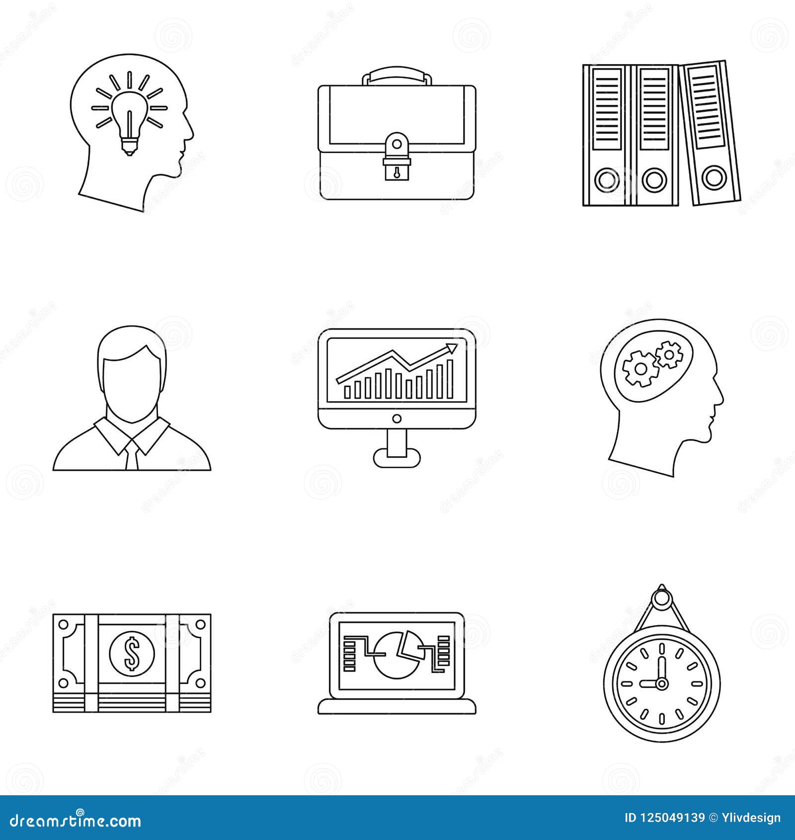 Firm Icons Set, Outline Style Stock Illustration - Illustration of ...