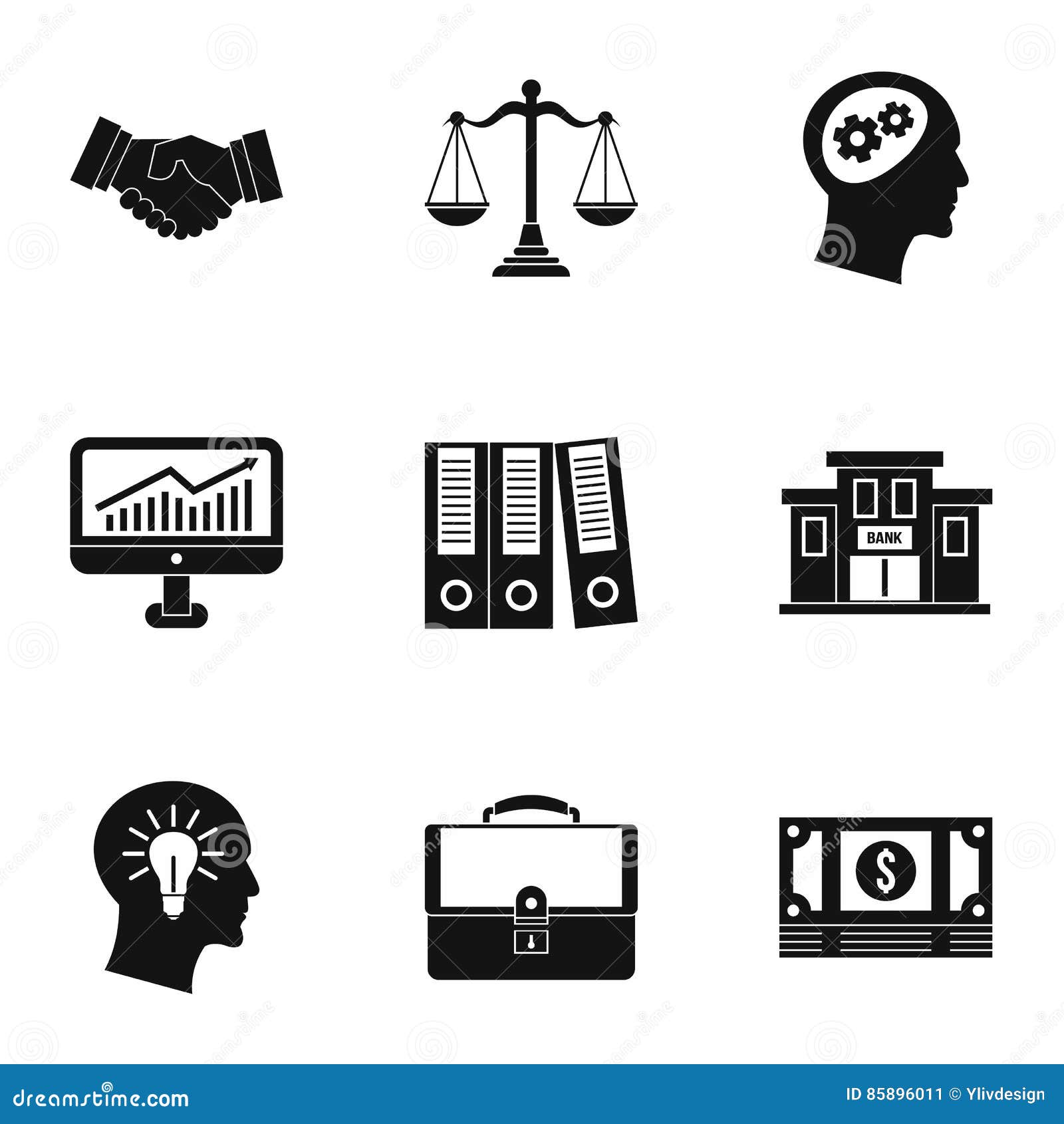 Firm Icons Set, Simple Style Stock Vector - Illustration of black ...