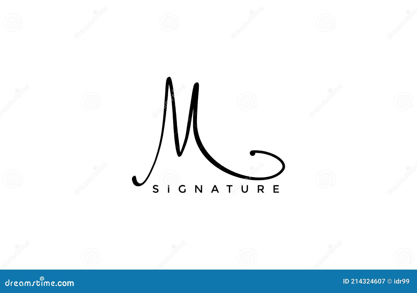 Firma M Inicial Simplemente Minimalista Stock de ilustración ...
