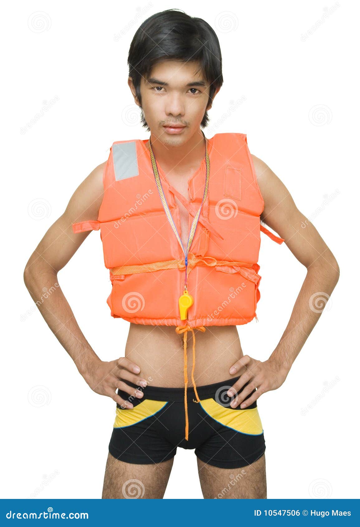 Firmly Standing Peering Lifeguard Stock Photo - Image of cautious ...
