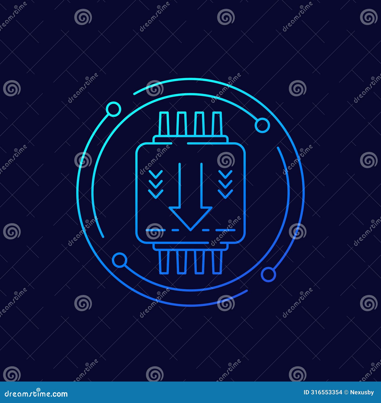 Firmware Update Icon with Chipset, Linear Design Stock Vector ...