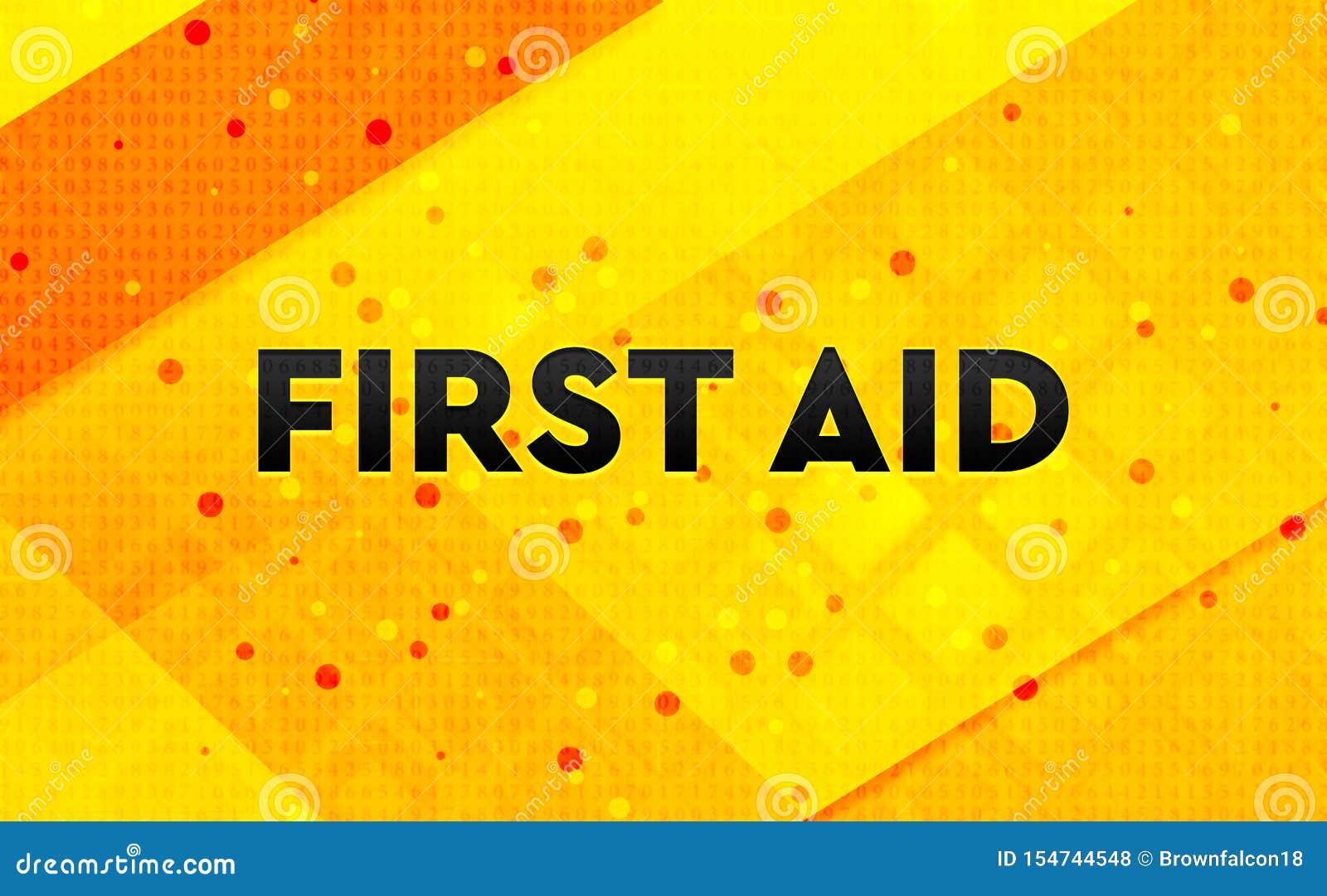 First Aid Abstract Digital Banner Yellow Background Stock Illustration ...