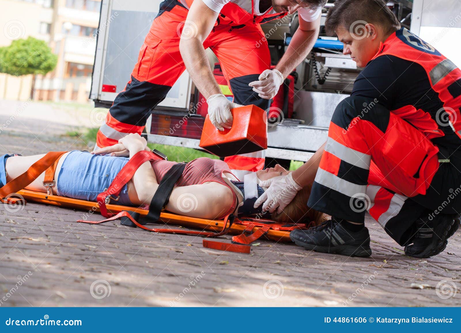 First aid after accident stock photo. Image of belt, life - 44861606