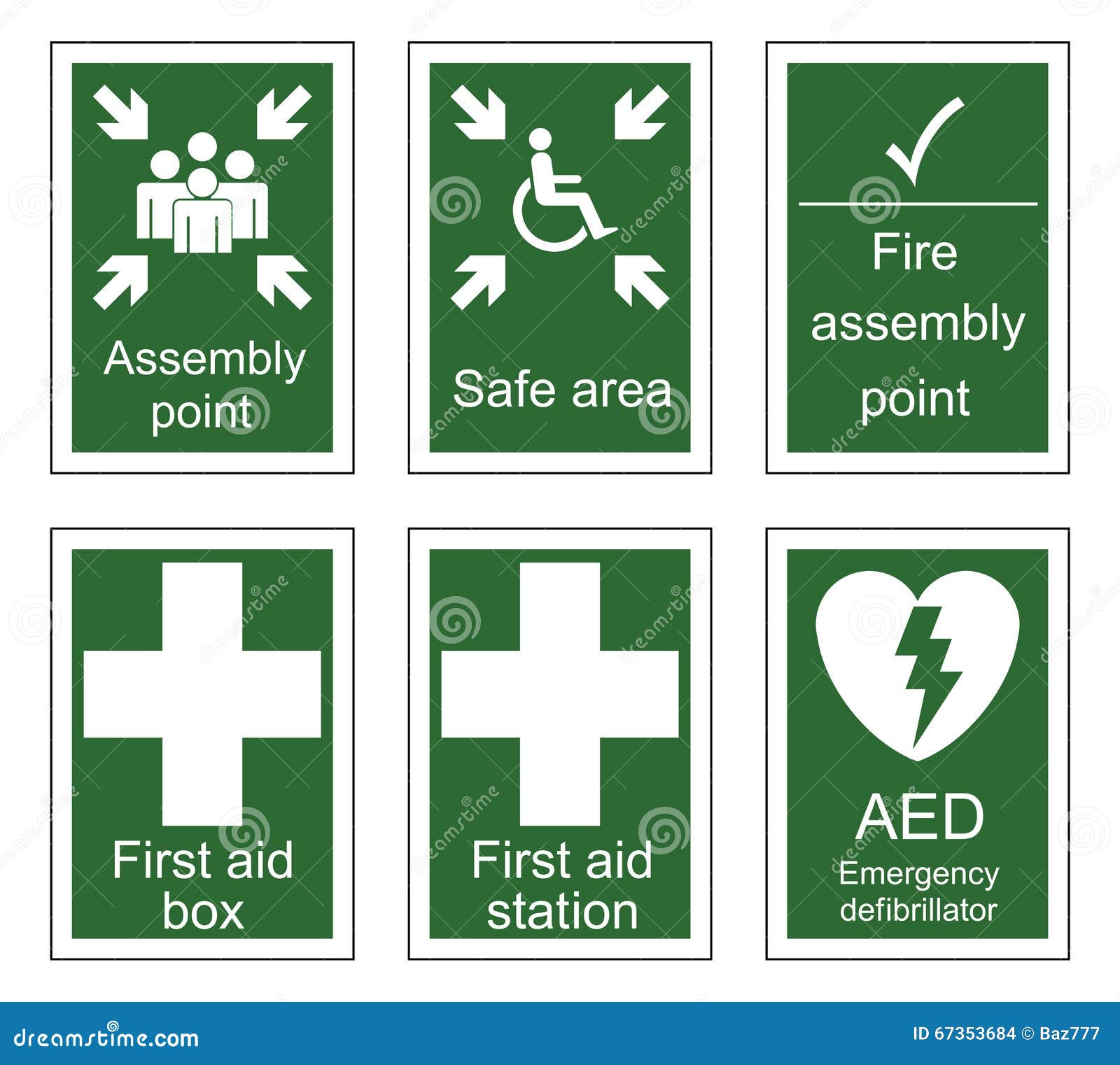 First Aid and Assembly Signs Stock Vector - Illustration of assembly ...