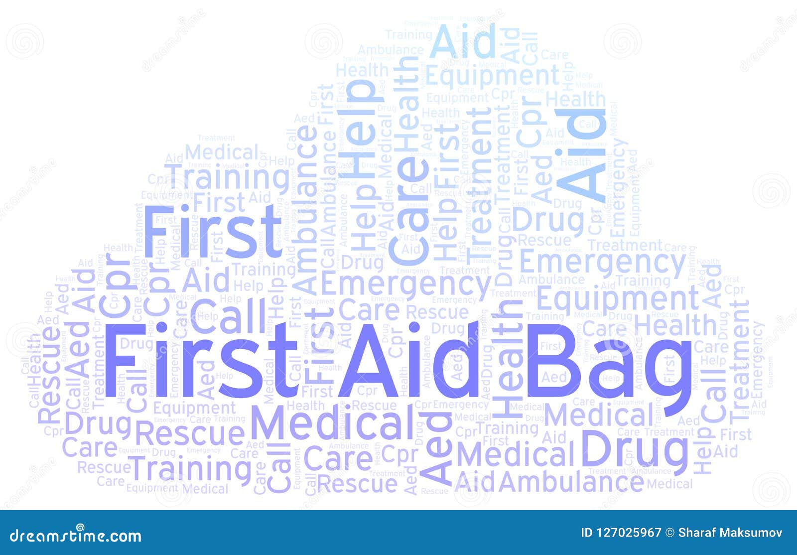 First Aid Bag Word Cloud, Made with Text only. Stock Illustration ...