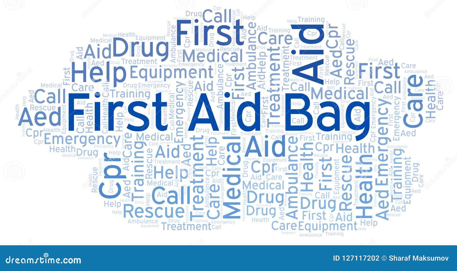 First Aid Bag Word Cloud, Made with Text only. Stock Illustration ...