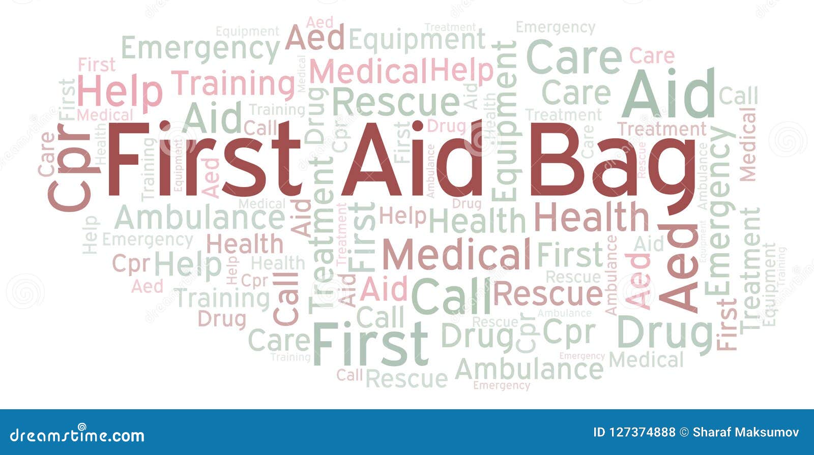 First Aid Bag Word Cloud, Made with Text only. Stock Illustration ...