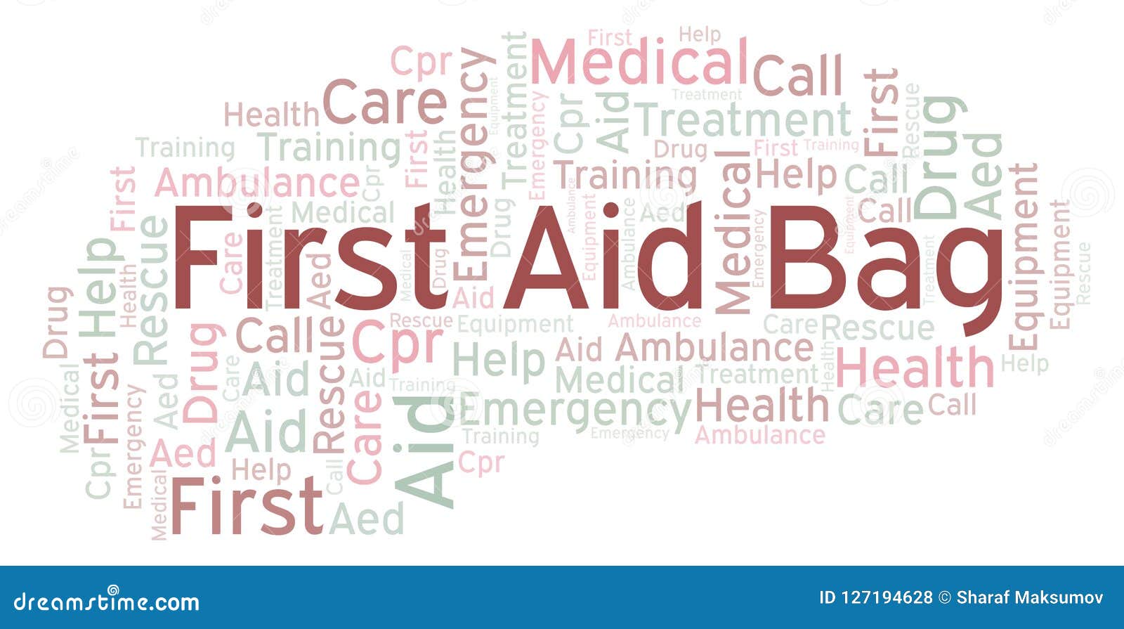 First Aid Bag Word Cloud, Made with Text only. Stock Illustration ...