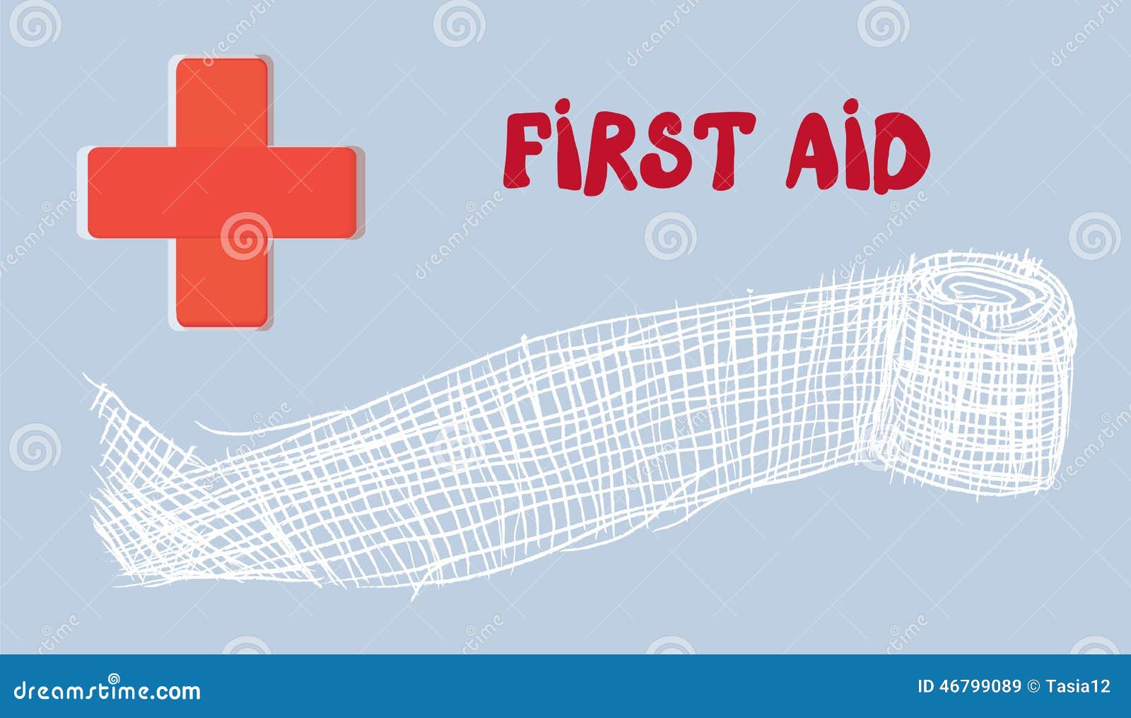 First Aid Banner with Red Cross and Bandage Stock Vector - Illustration ...
