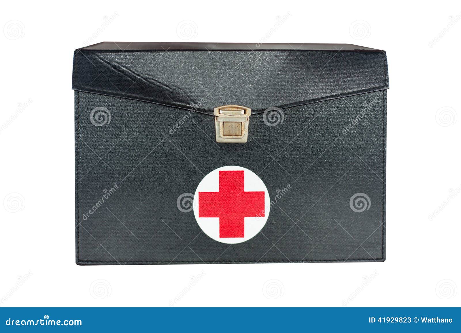 First Aid Box Black Leather Stock Image - Image of isolated, hospital ...