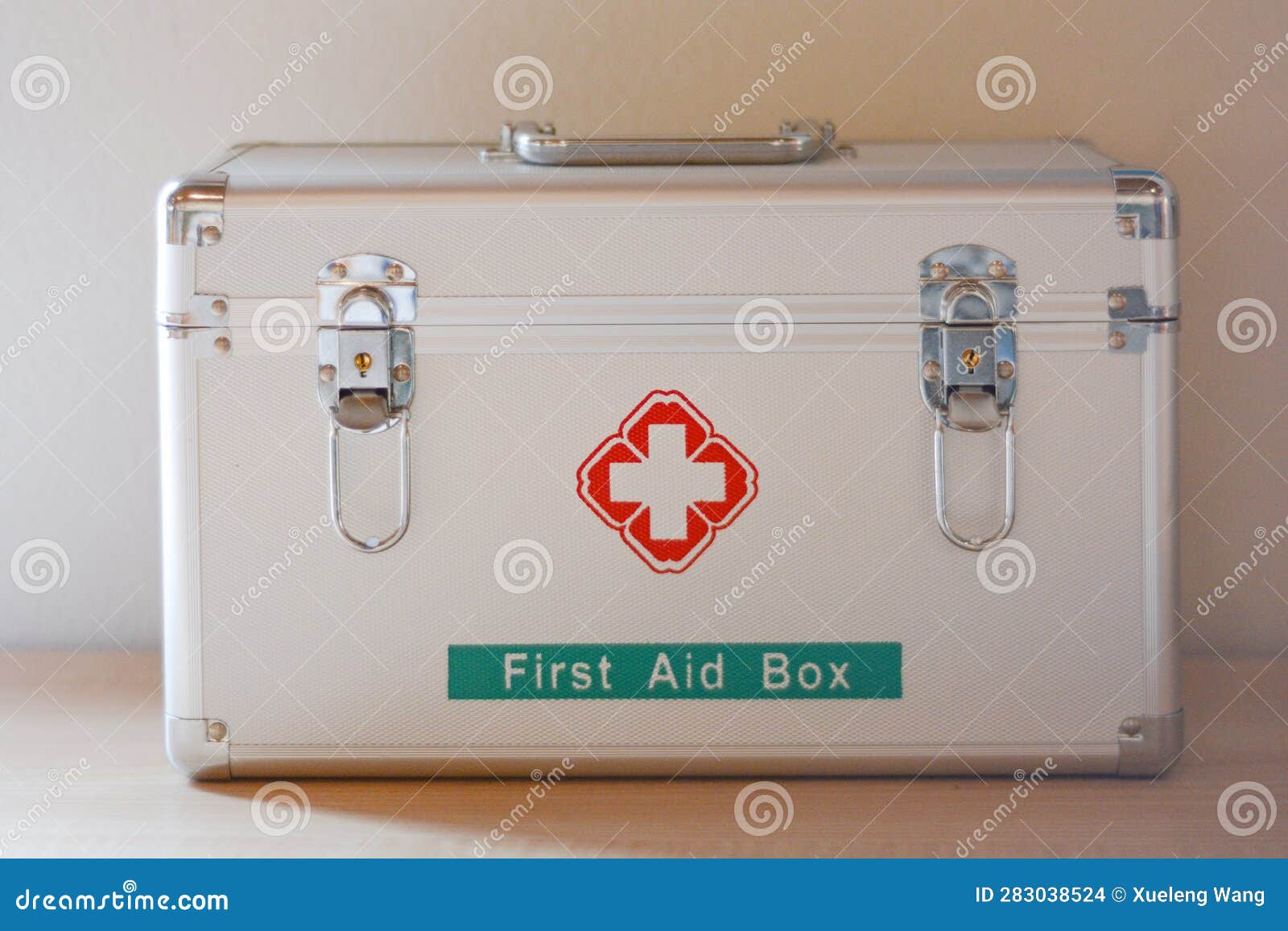 First aid box on the desk stock photo. Image of shelf - 283038524