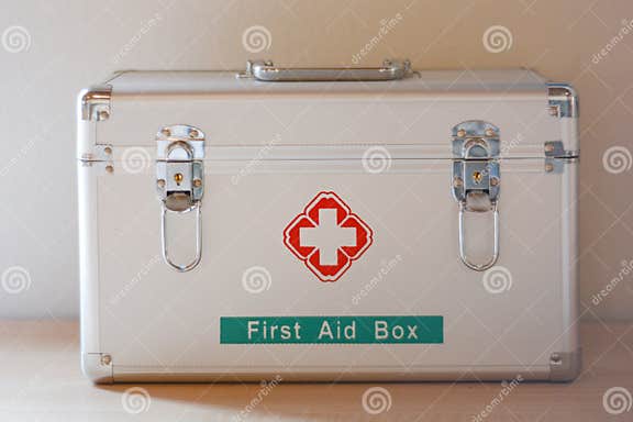 First aid box on the desk stock photo. Image of shelf - 283038524
