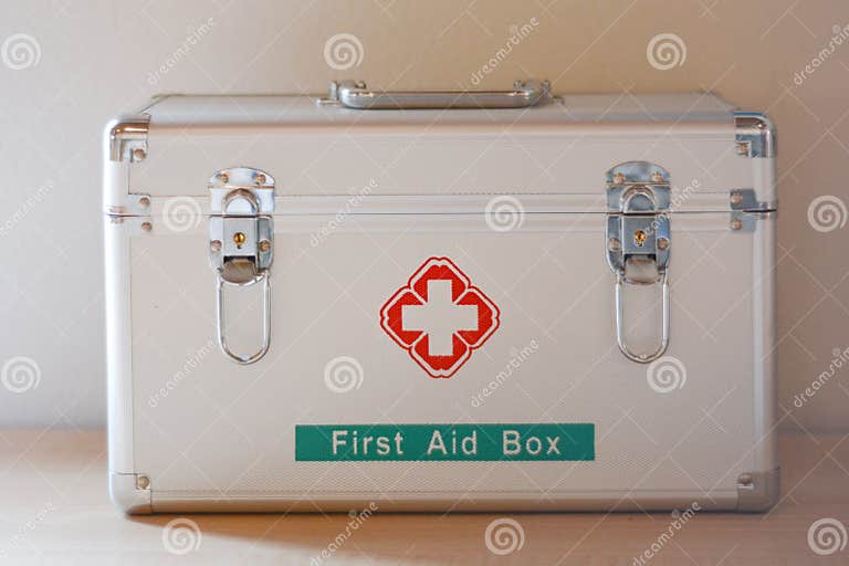 First aid box on the desk stock photo. Image of shelf - 283038524
