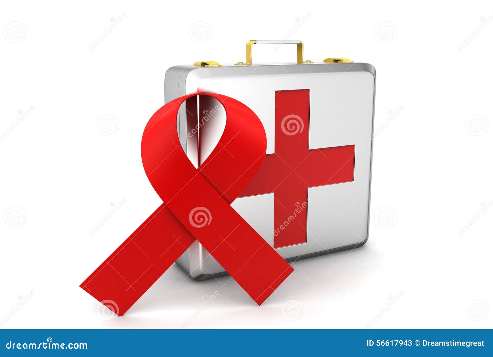 First Aid Box with Red Ribbon Stock Illustration - Illustration of ...