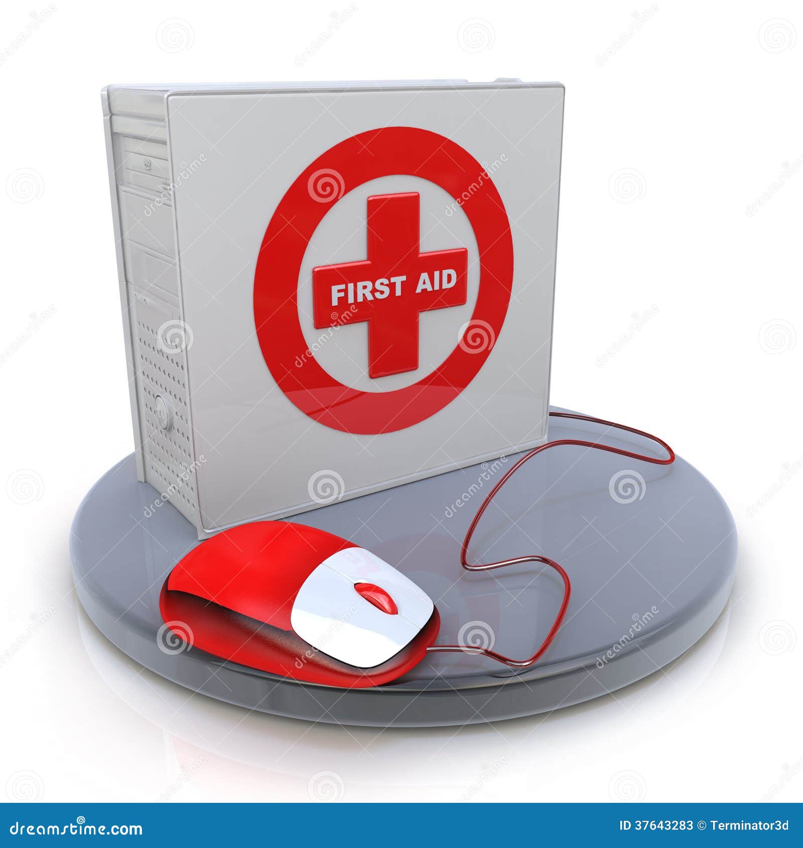 First Aid Box Standing Up with Mouse Stock Illustration - Illustration ...