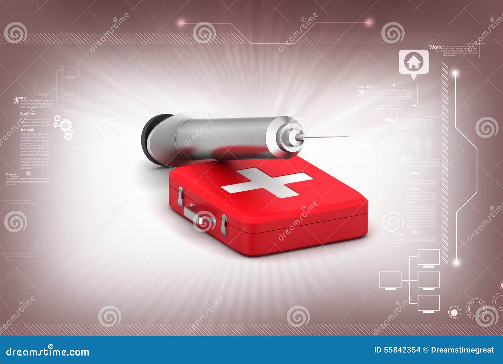 First aid box with syringe stock illustration. Illustration of ...