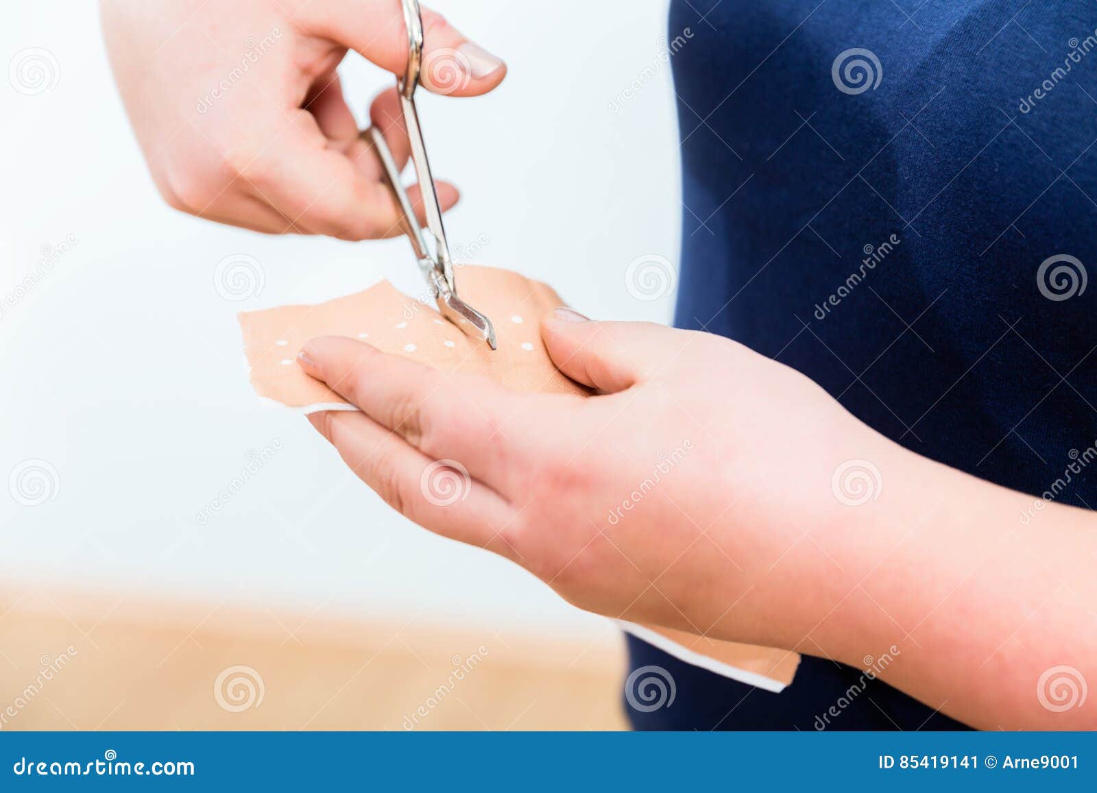 In First Aid Class, Cutting of Patch for Smaller Lesions Stock Image ...