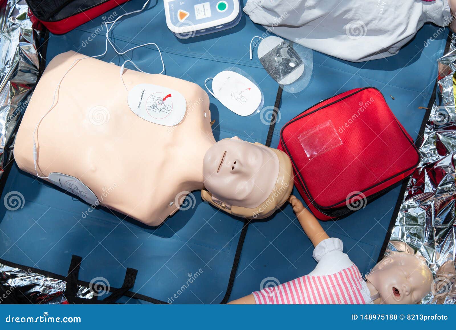 Training Resuscitation On Child Dummy Royalty-Free Stock Photography ...