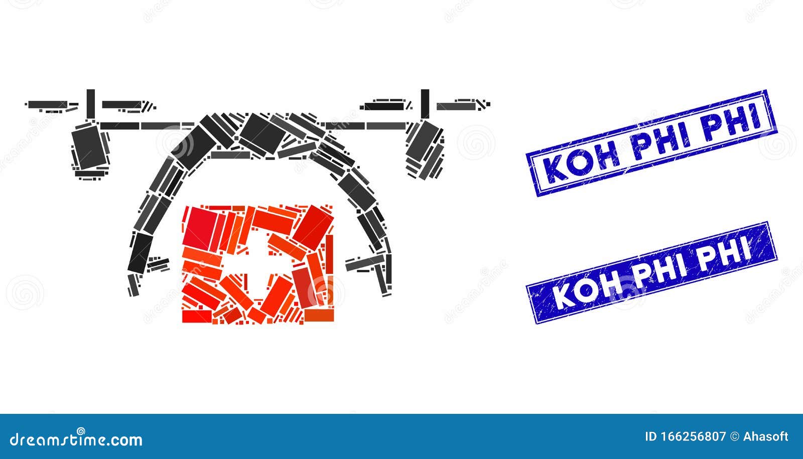 First Aid Drone Mosaic and Scratched Rectangle Koh Phi Watermarks Stock ...