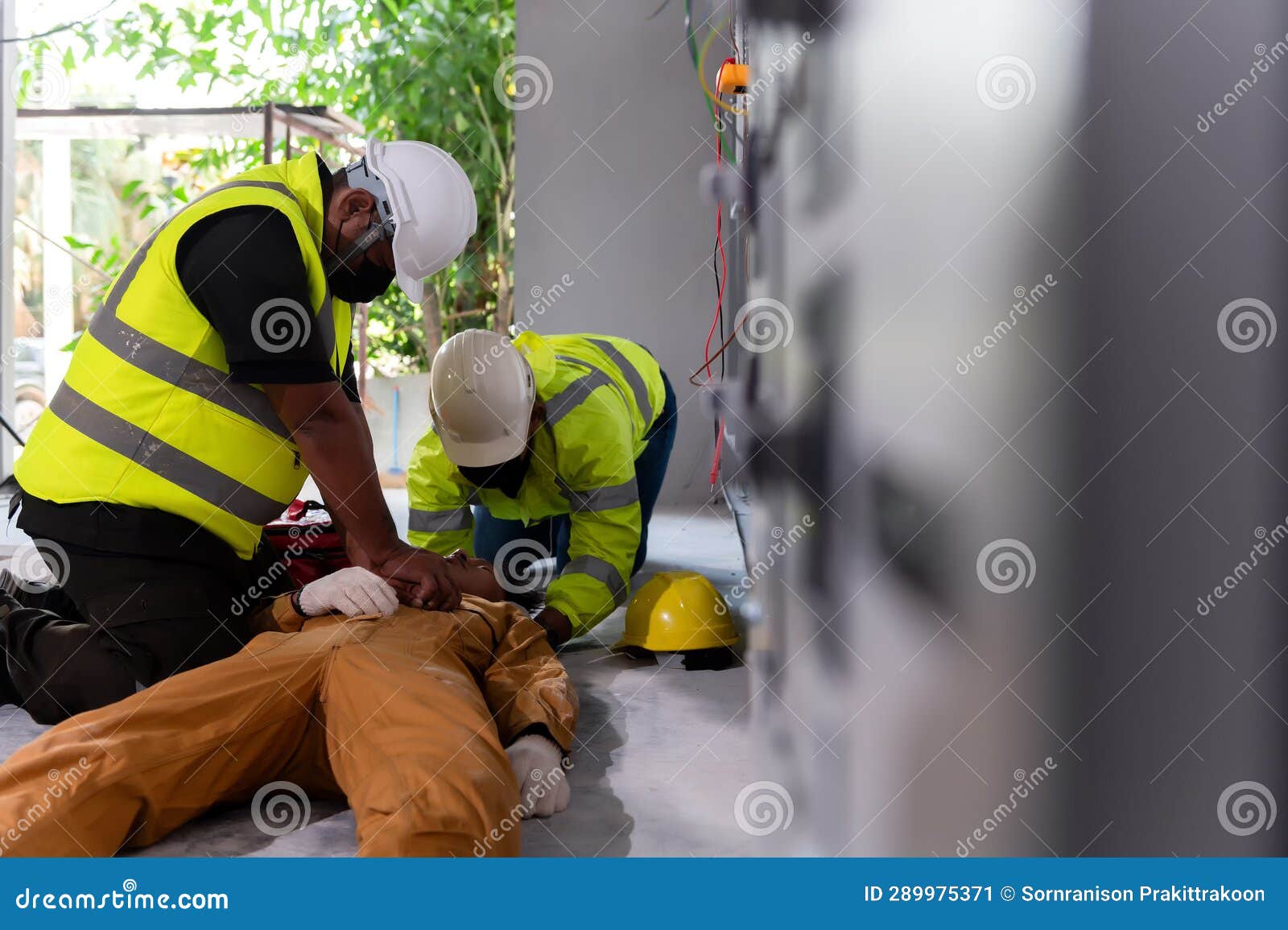 First Aid Factory Team, Start Compressions Using Both Hands - 30 Times ...