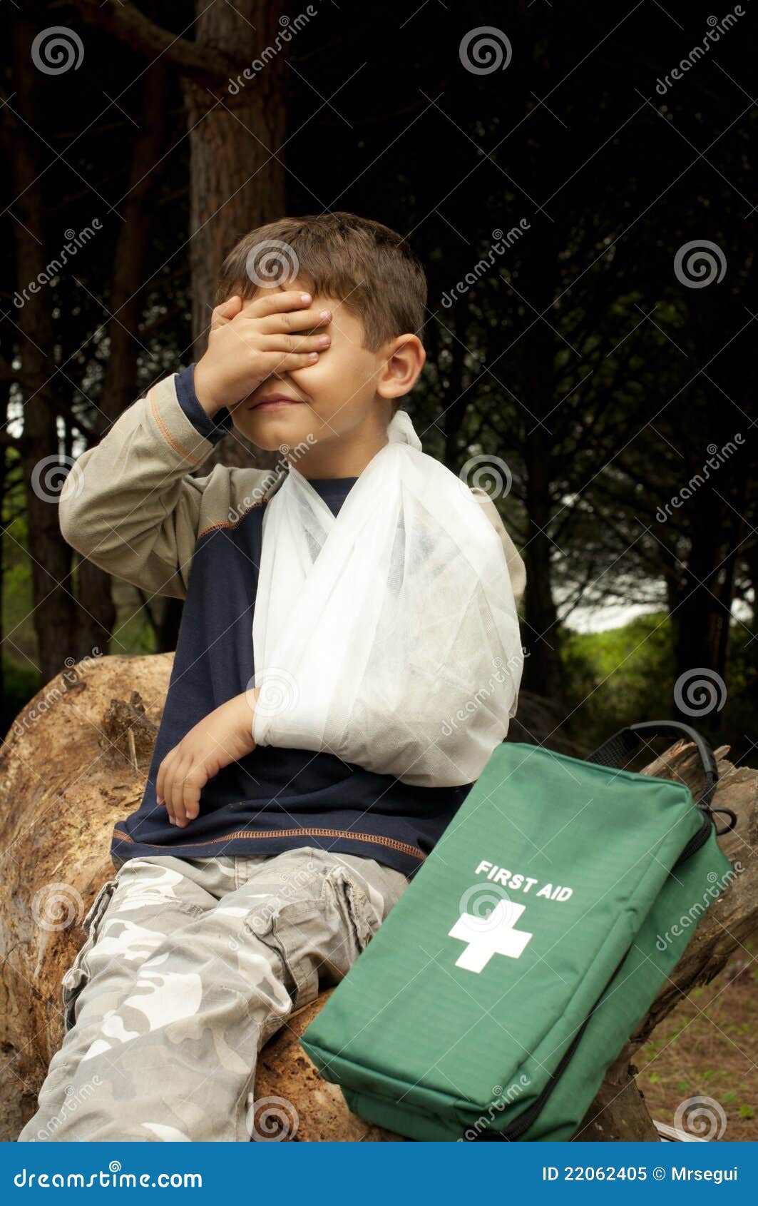 First Aid in the Forest stock image. Image of smile, wound - 22062405