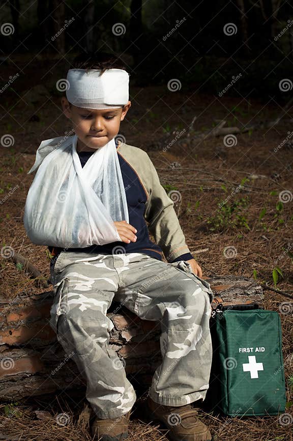 First Aid in the Forest stock image. Image of happy, sling - 22062453