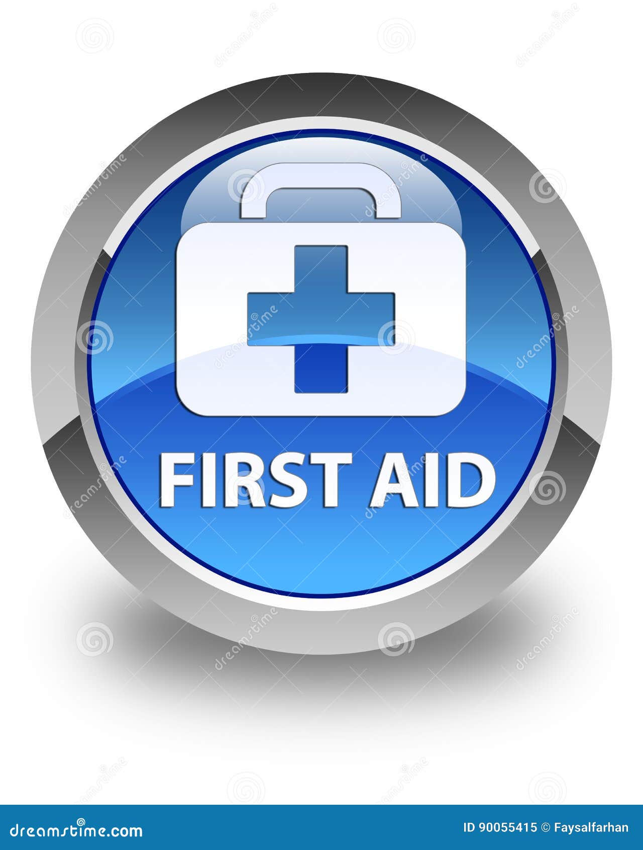 First Aid Glossy Blue Round Button Stock Illustration - Illustration of ...
