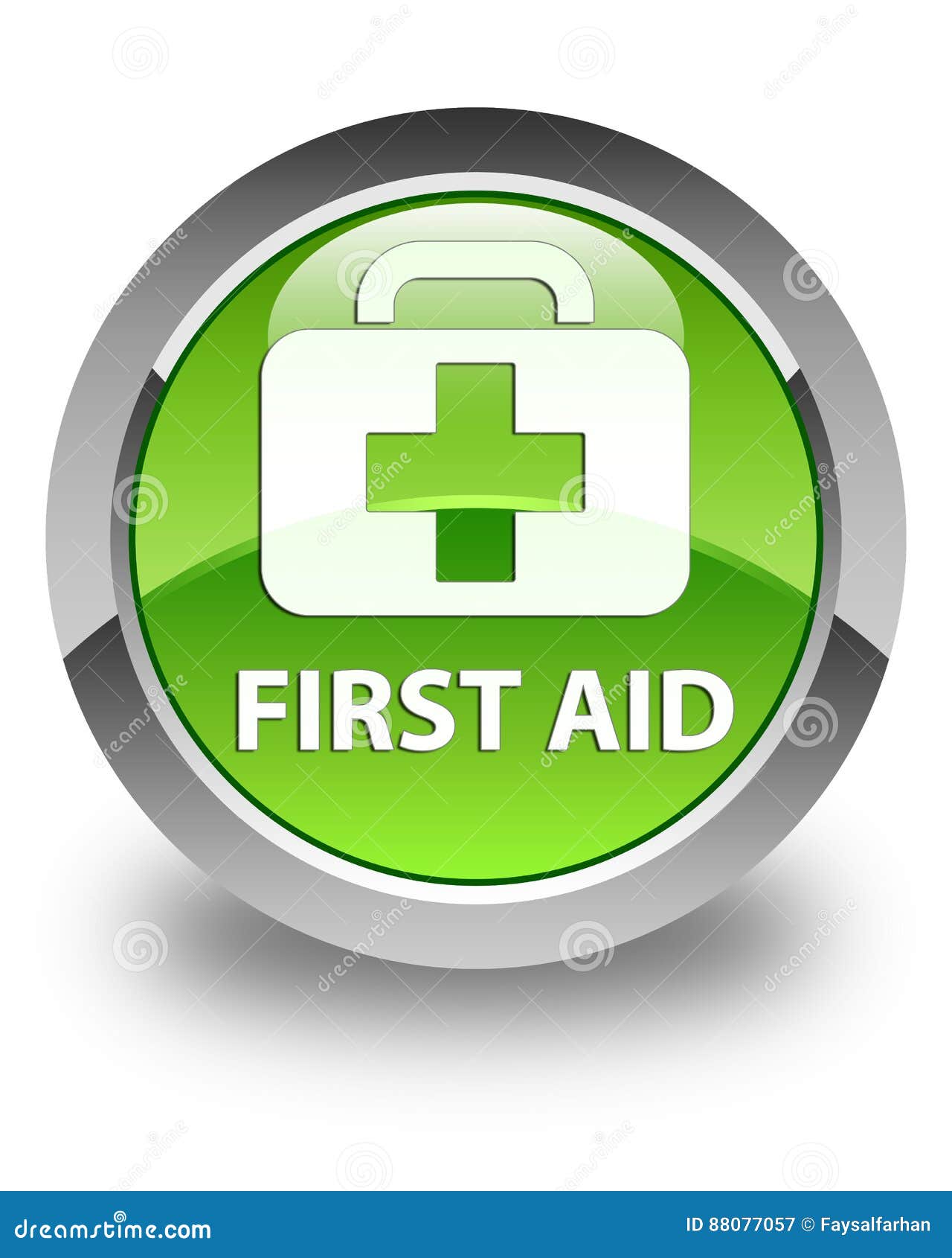 First Aid Glossy Green Round Button Stock Illustration - Illustration ...