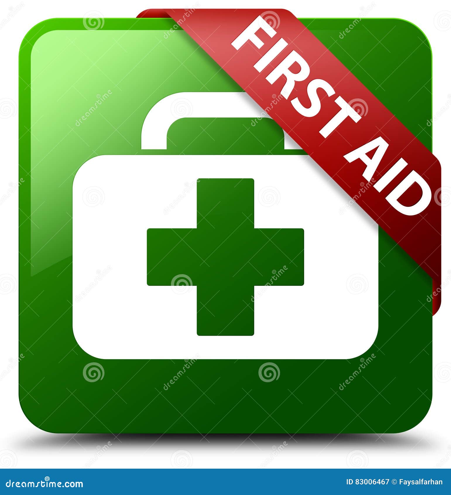 First Aid Green Square Button Stock Illustration - Illustration of ...