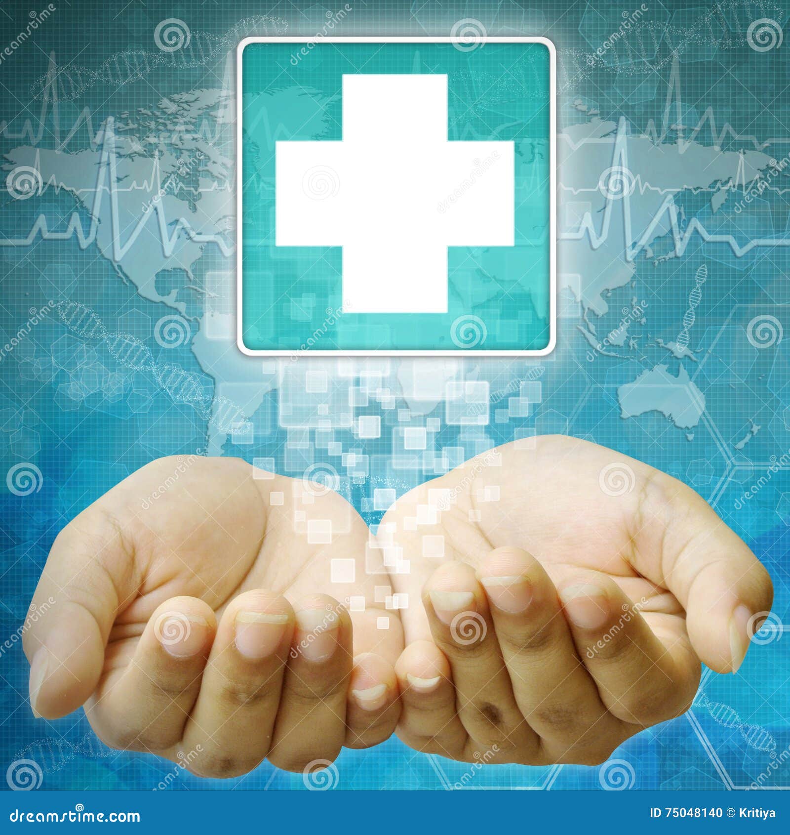First Aid icon in hand stock photo. Image of line, interface - 75048140