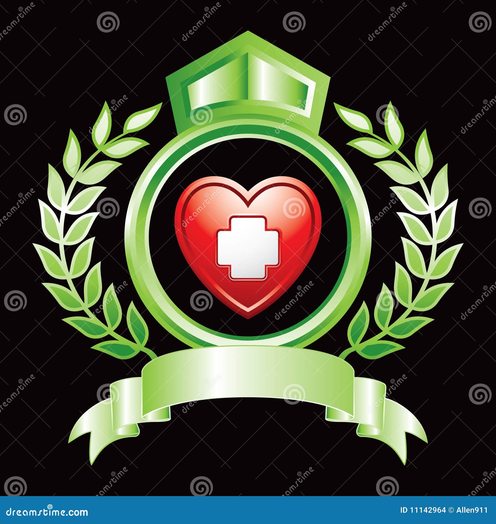 First Aid Icon in Heart in Green Royal Crest Stock Vector ...