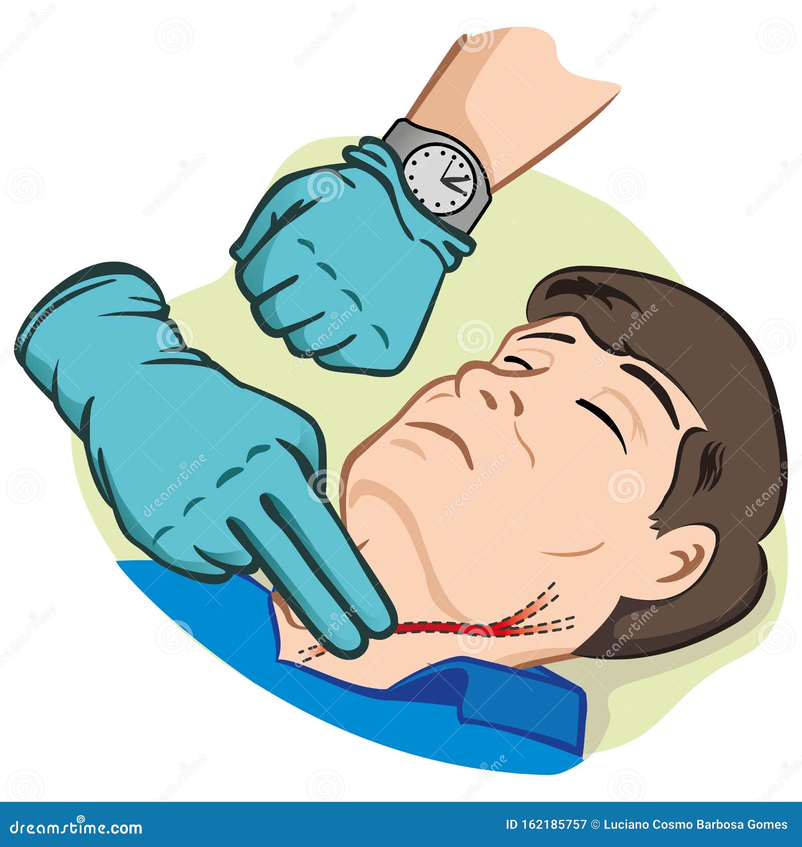 First Aid Illustration Person Measuring Pulse Through The Carotid ... First Aid Illustration Person Measuring Pulse Through The Carotid ...