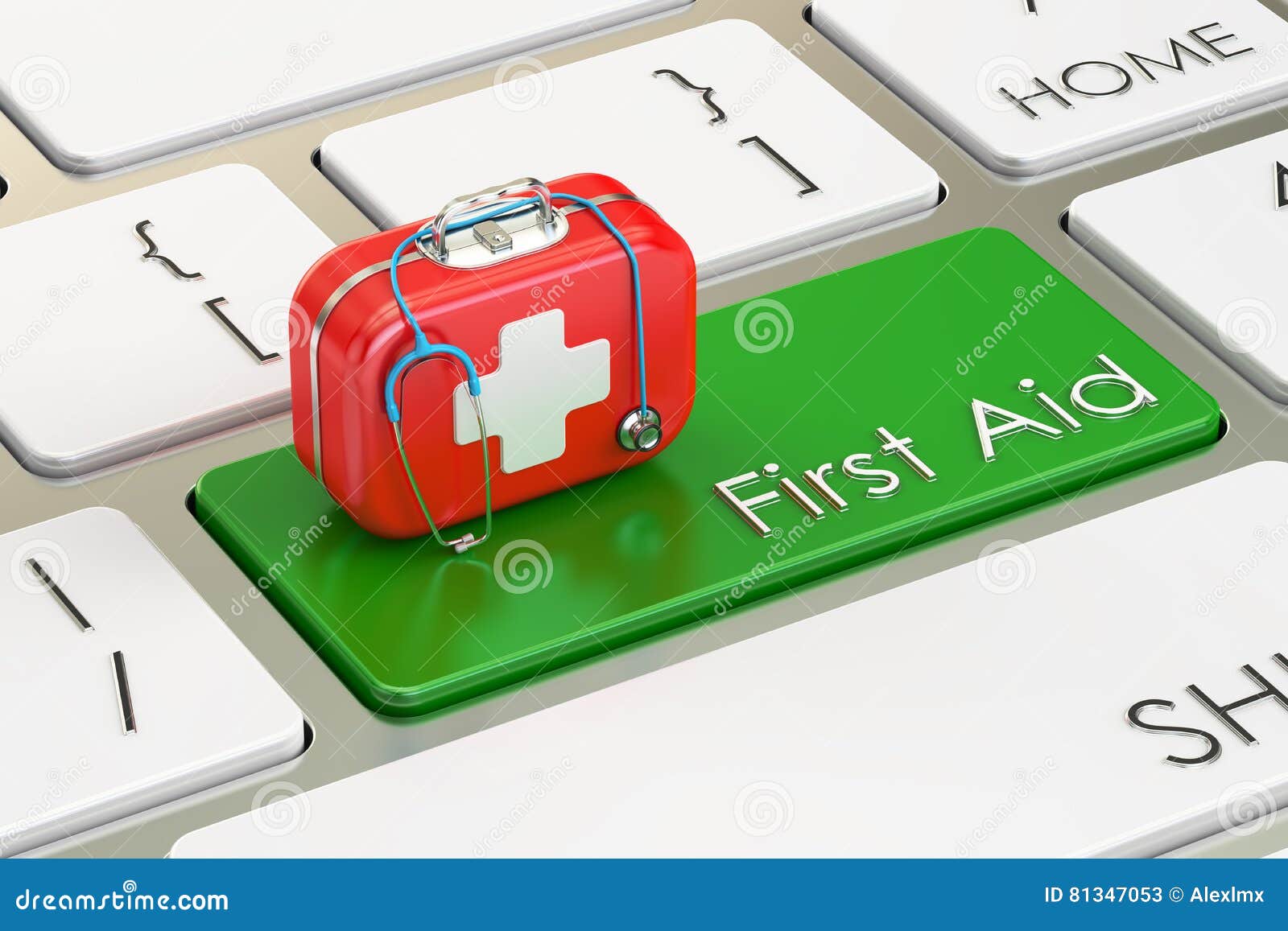First Aid Key on Keyboard, 3D Rendering Stock Illustration ...