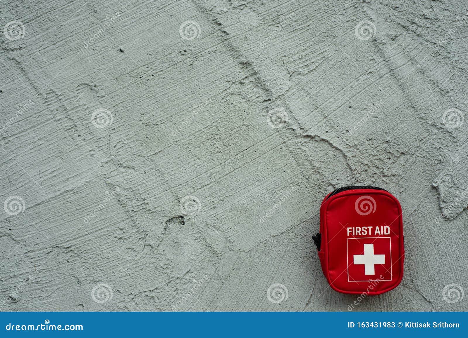 First Aid Kit Bag on Cement Background Stock Image - Image of equipment ...