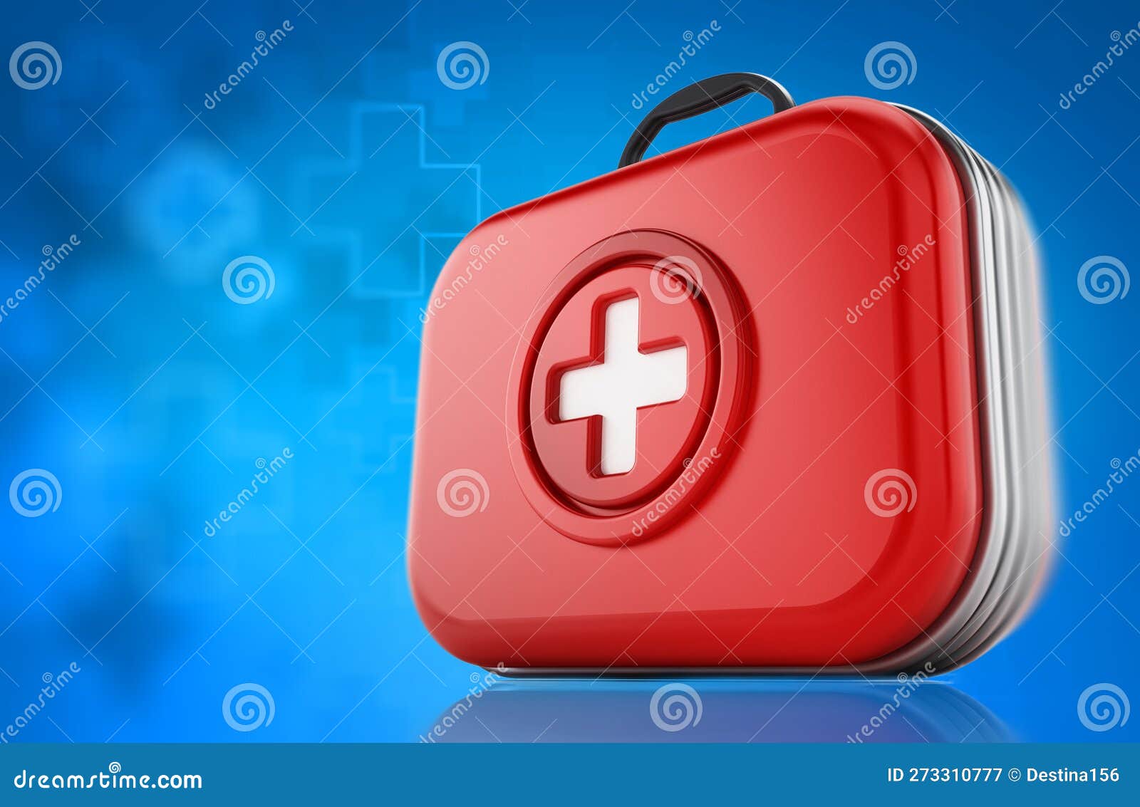 First Aid Kit on Blue Background. 3D Illustration Stock Illustration ...