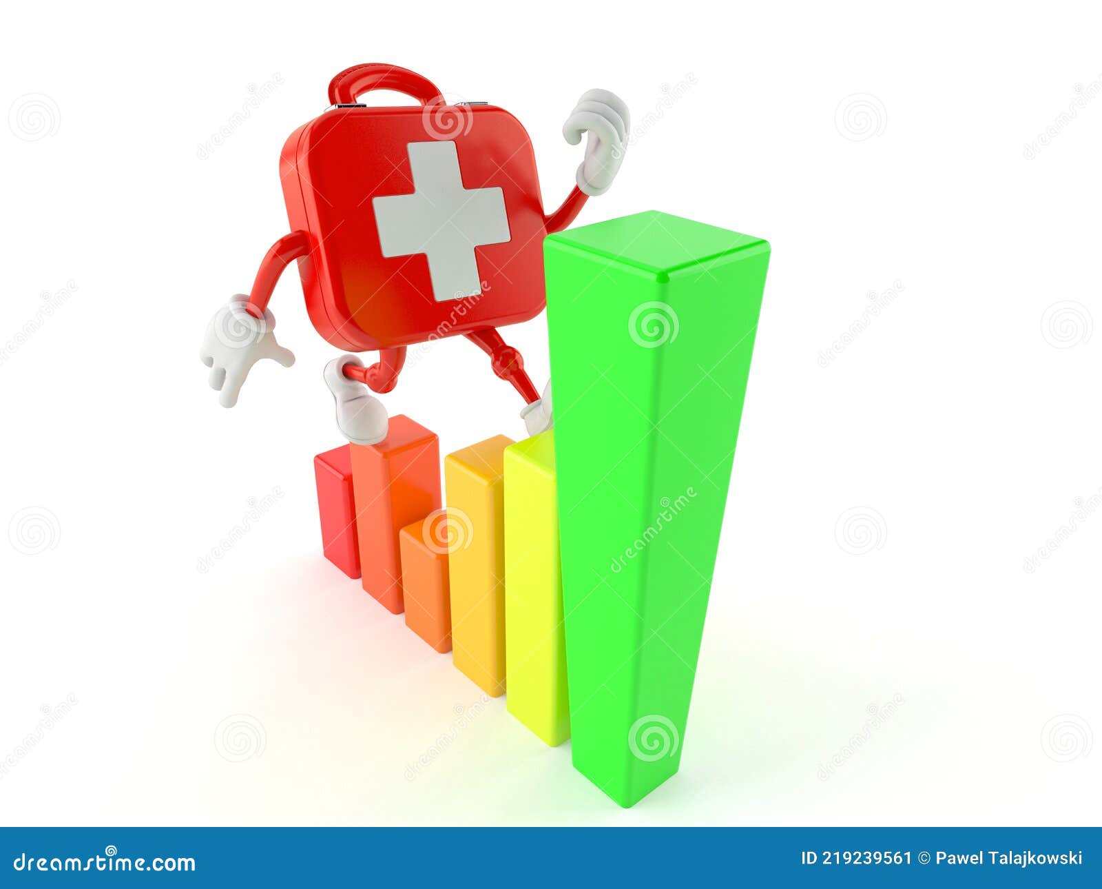 First Aid Kit Character with Chart Stock Illustration - Illustration of ...
