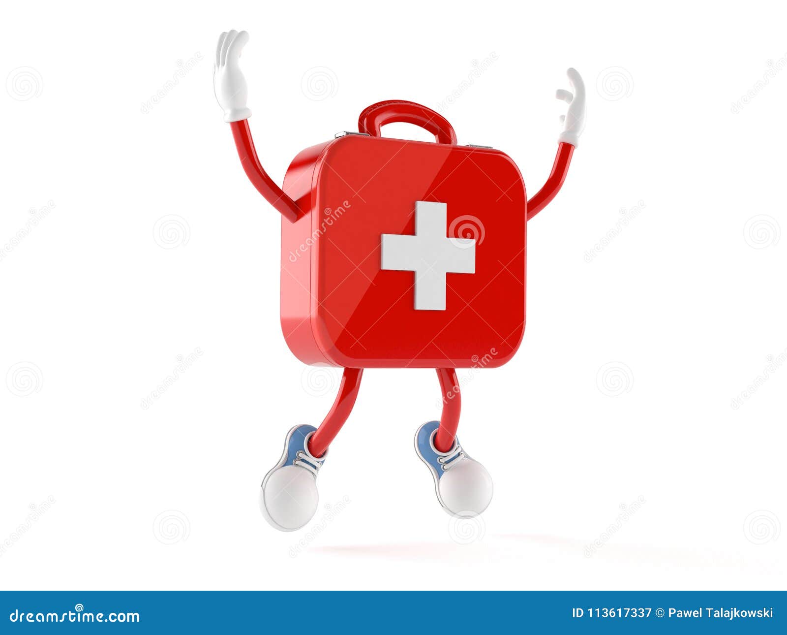 First Aid Kit Character Jumping Stock Illustration - Illustration of ...