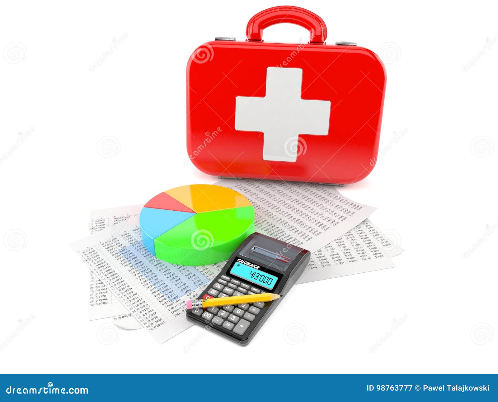 First aid kit with chart stock illustration. Illustration of document ...