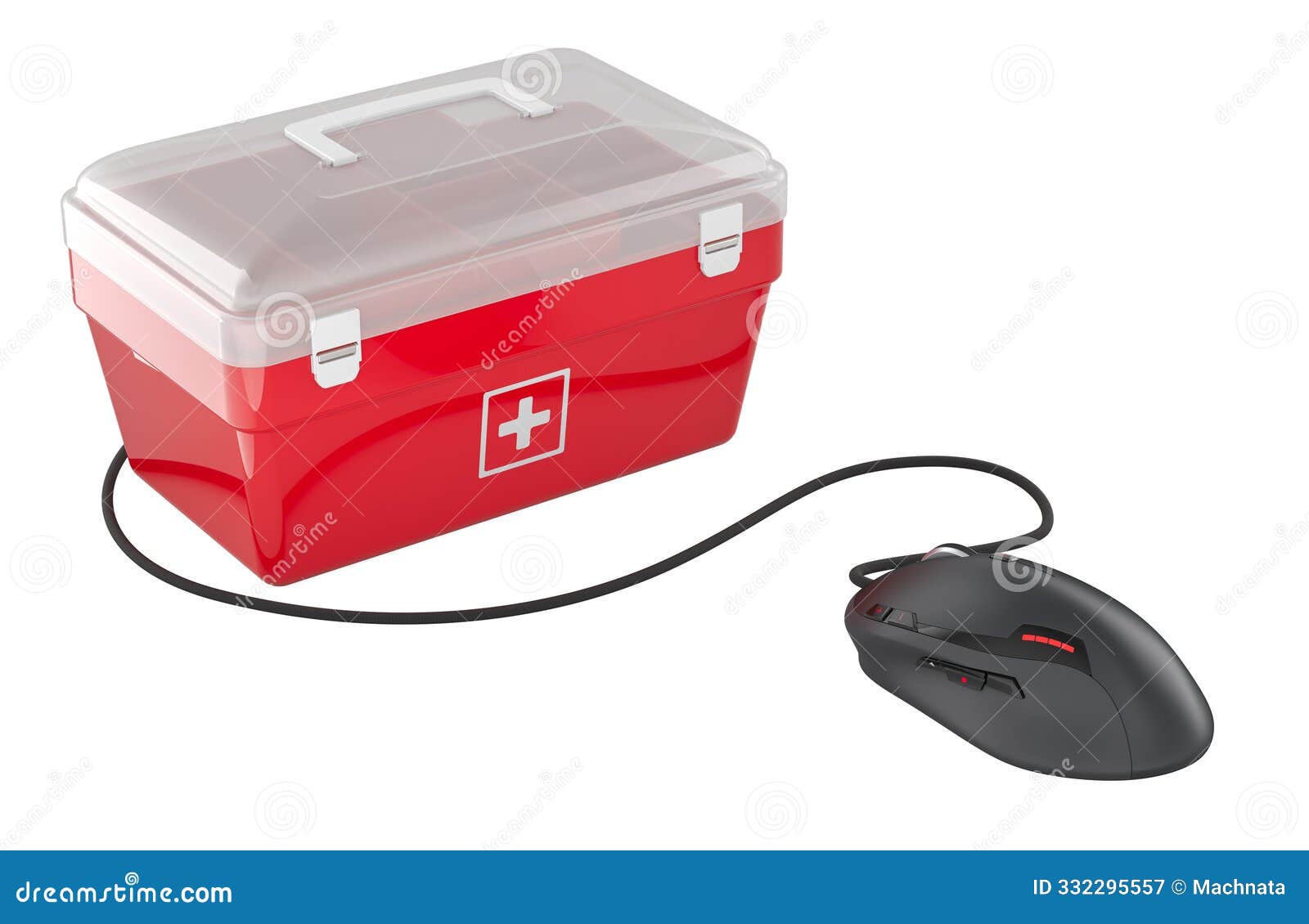 First Aid Kit with Computer Mouse, Medical Help Online Concept. 3D ...