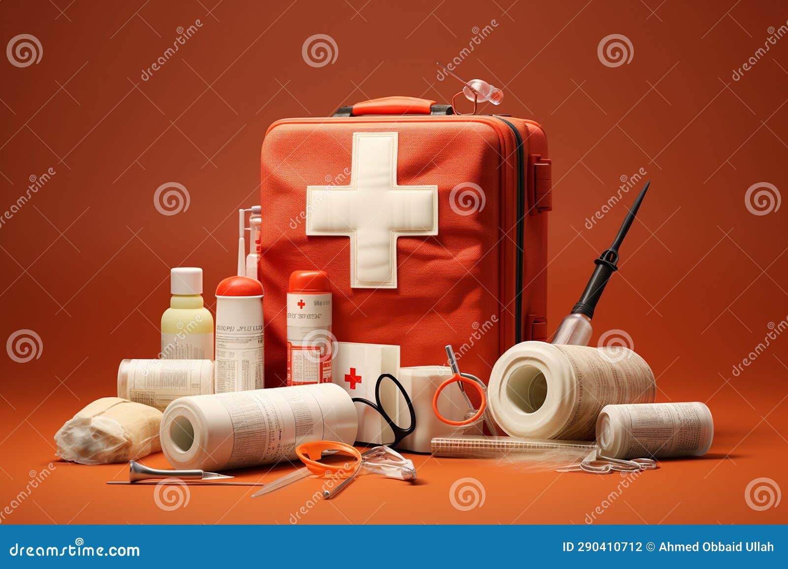 First Aid Kit Concept with Medical Bandages. Generative by Ai Stock ...