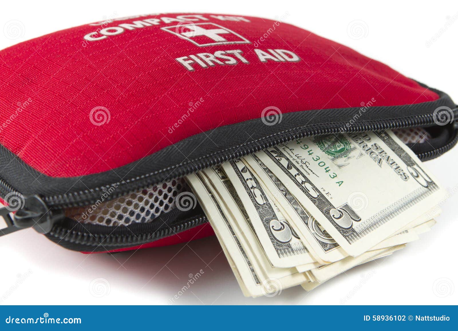 First aid kit with dollar stock photo. Image of emergency - 58936102