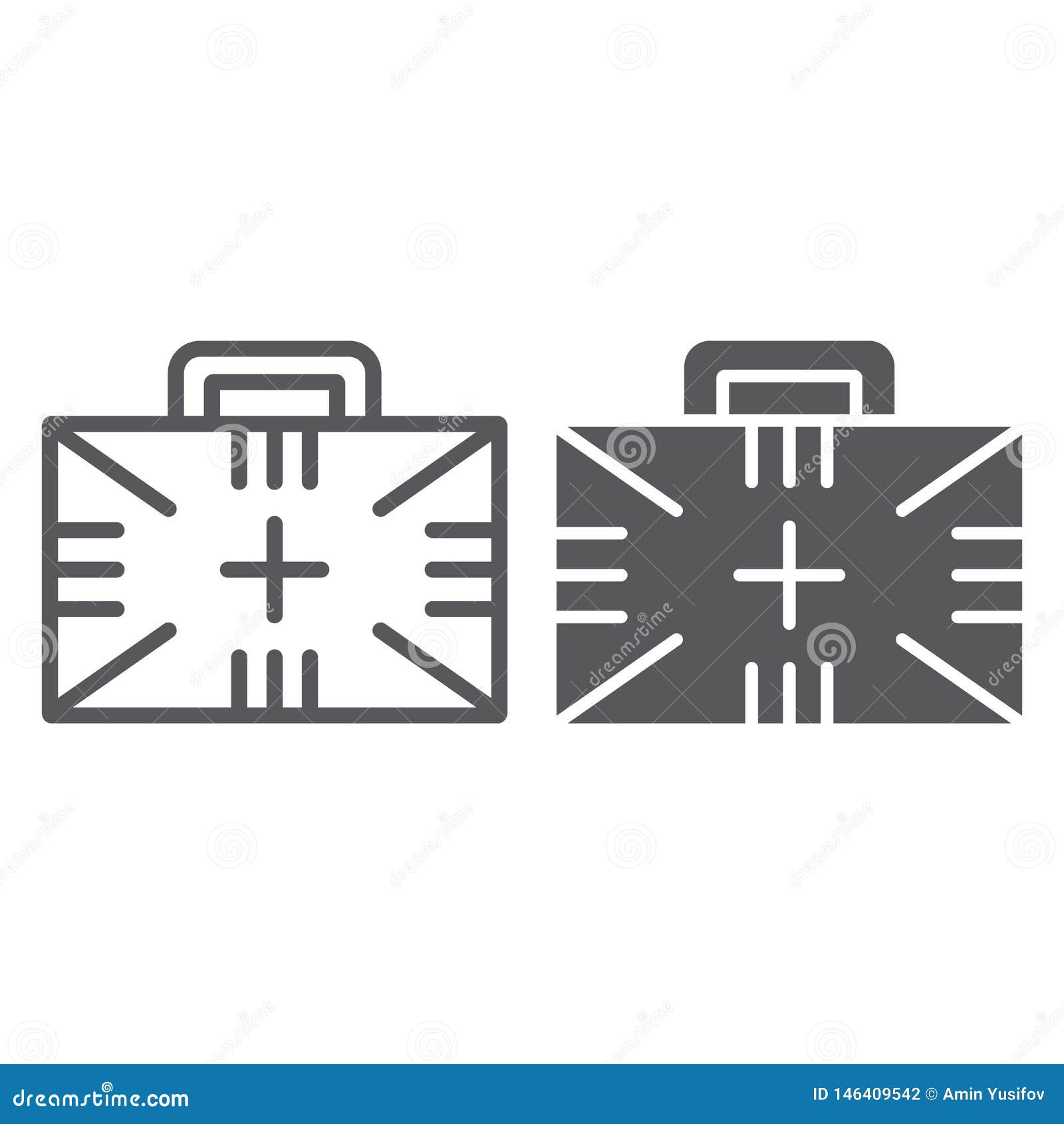 First Aid Kit and Glyph Line Icon, Box and Emergency, Medical Case Sign ...