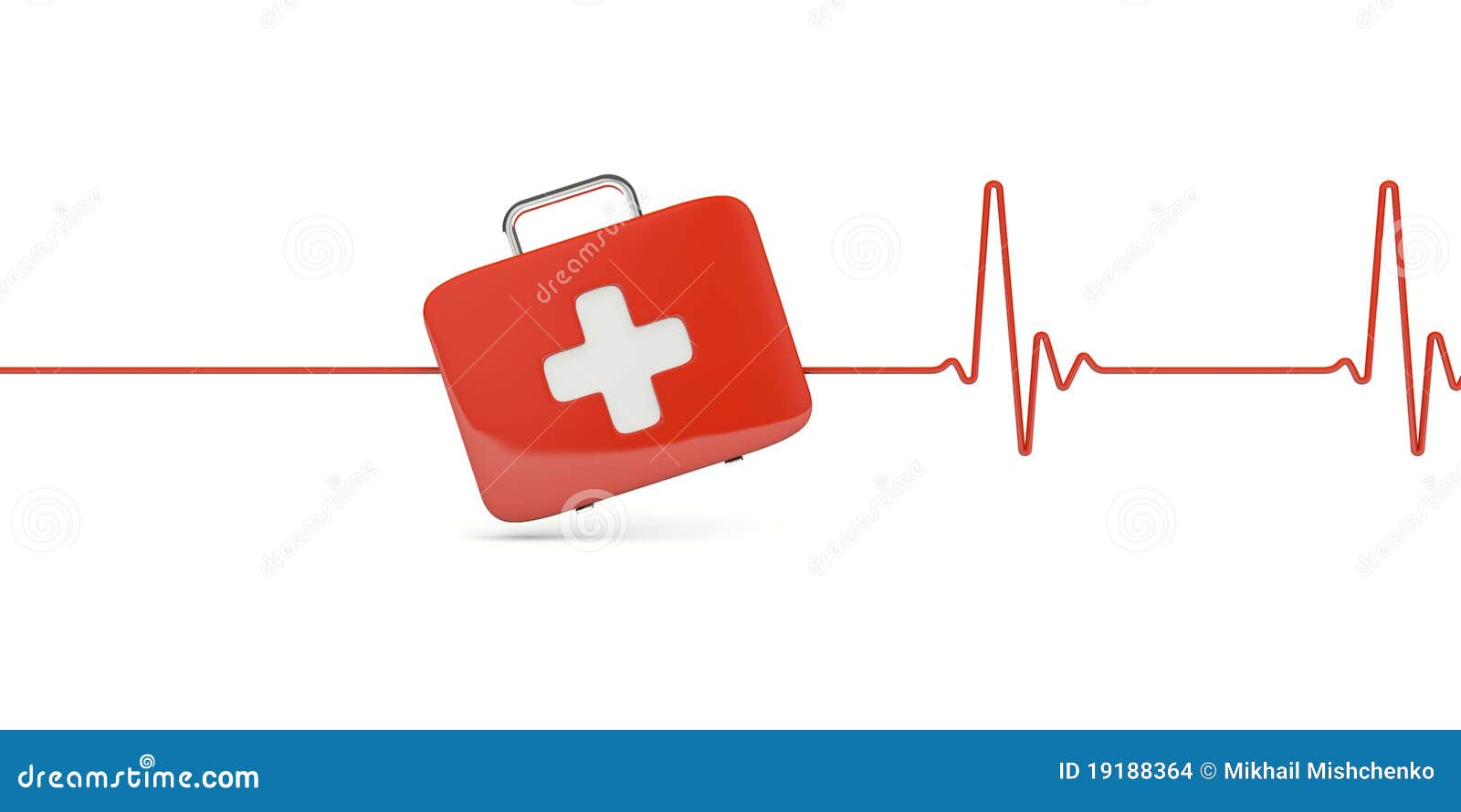 First AID Kit with Heartbeat Stock Illustration - Illustration of ...