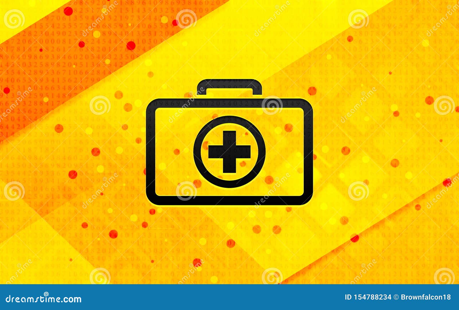 First Aid Kit Icon Abstract Digital Banner Yellow Background Stock ...