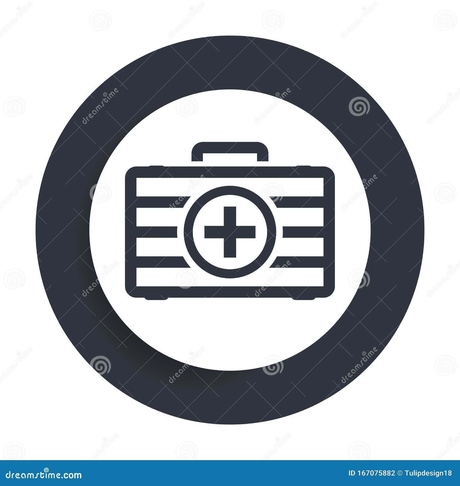 First Aid Kit Icon Flat Vector Round Button Clean Black and White ...