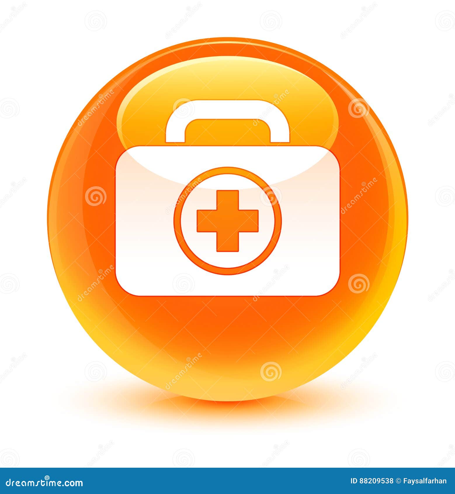 First Aid Kit Icon Glassy Orange Round Button Stock Illustration ...