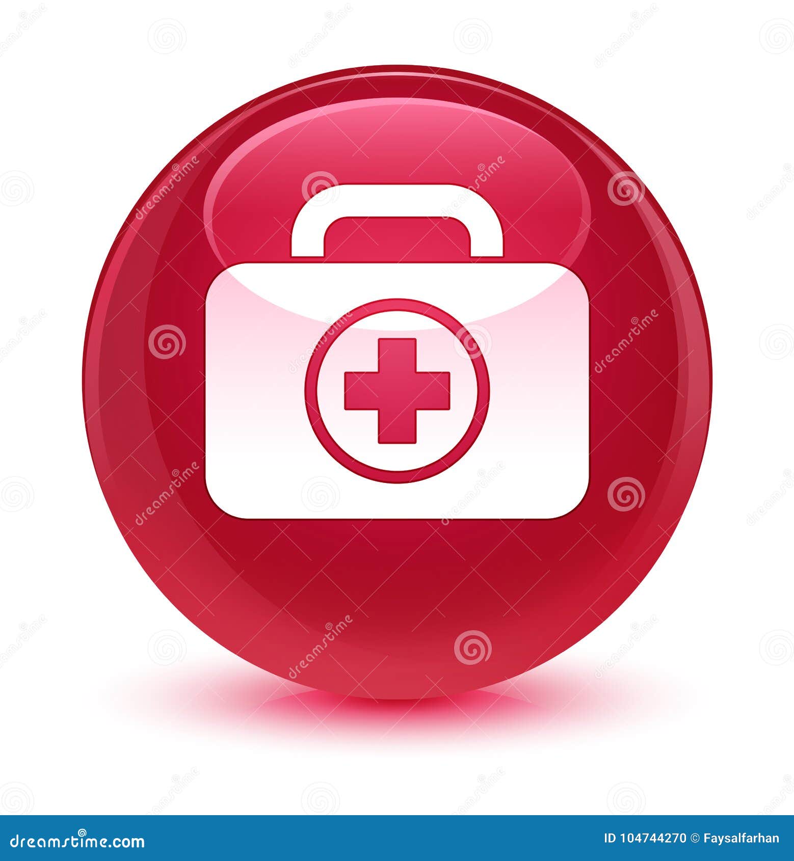 First Aid Kit Icon Glassy Pink Round Button Stock Illustration ...